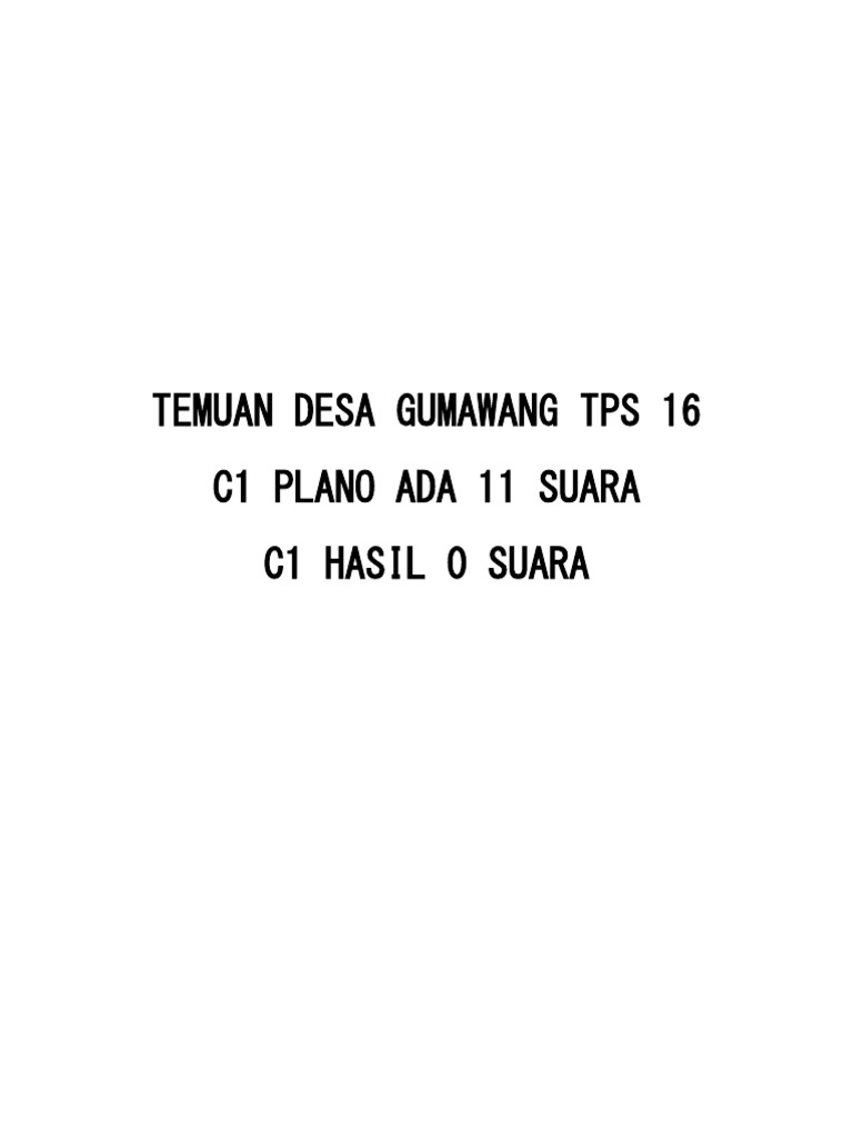 Temuan Desa Gumawang Tps 16 Kec. Belitang | PDF