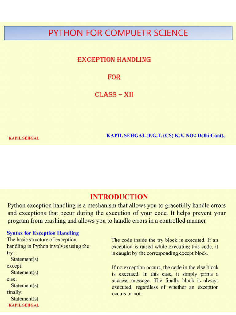 Exception Handling | PDF