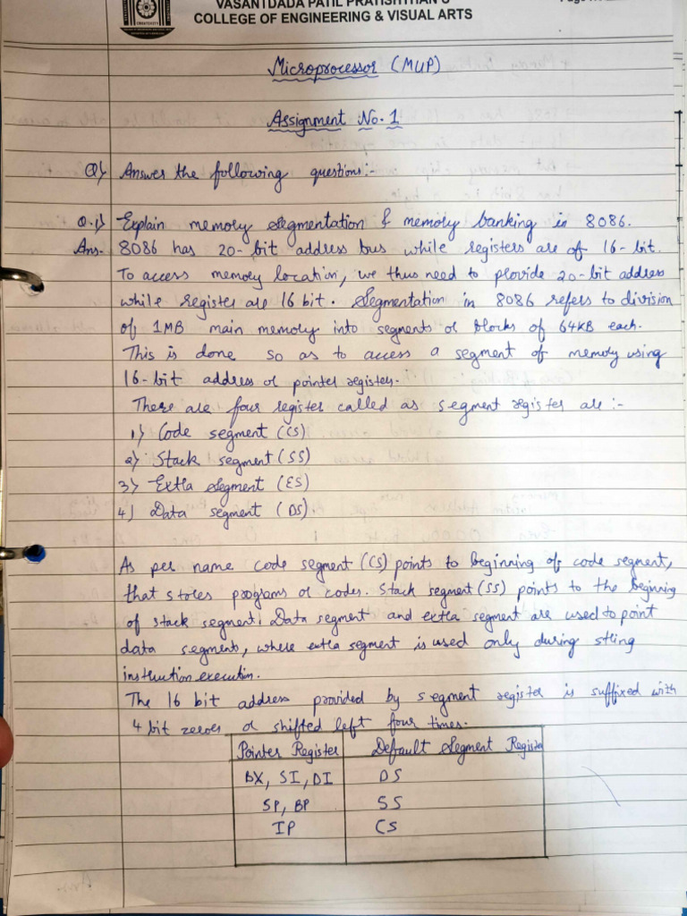Microprocessor Assignment No.1 | PDF
