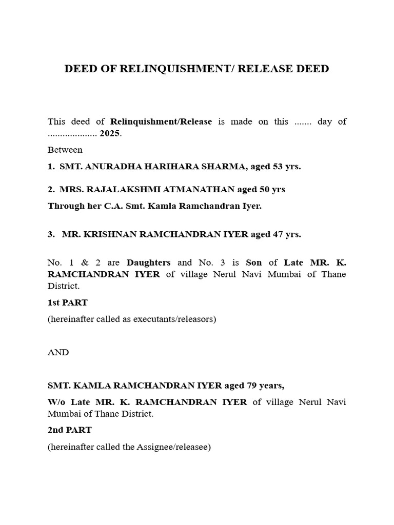 Deed of Relinquishment for Property | PDF | Natural Resources Law ...