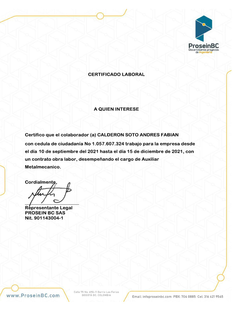 Prosein Andres Calderon | PDF