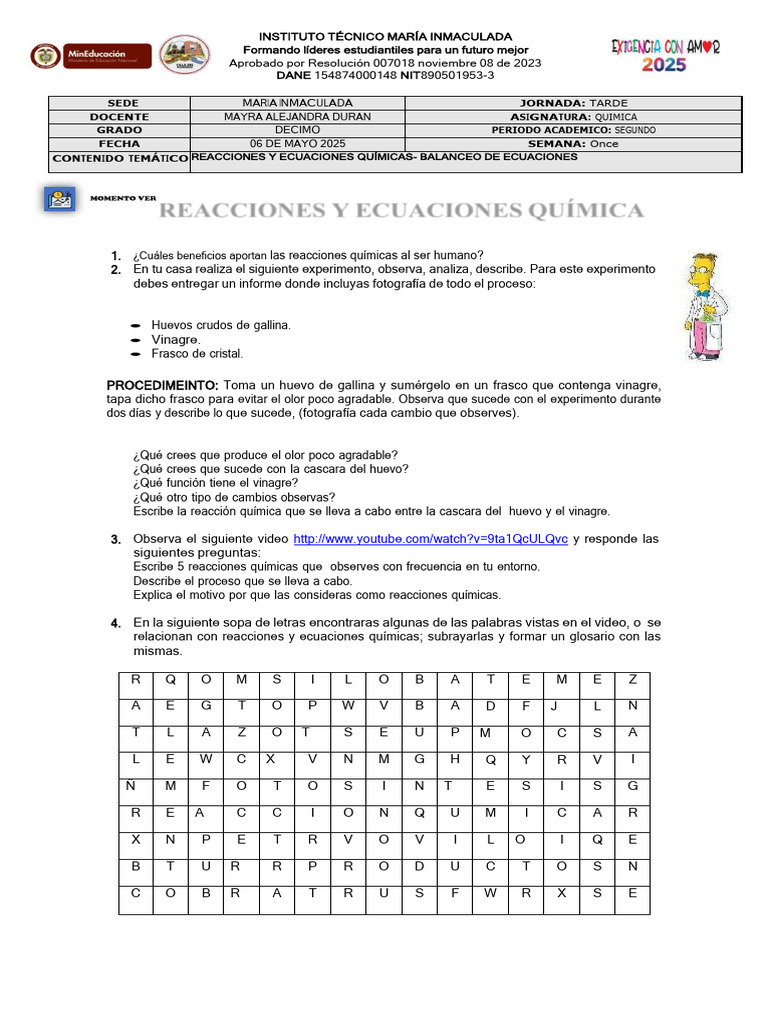 Reacciones Químicas: Experimentos y Teoría | PDF | Redox | Compuestos ...
