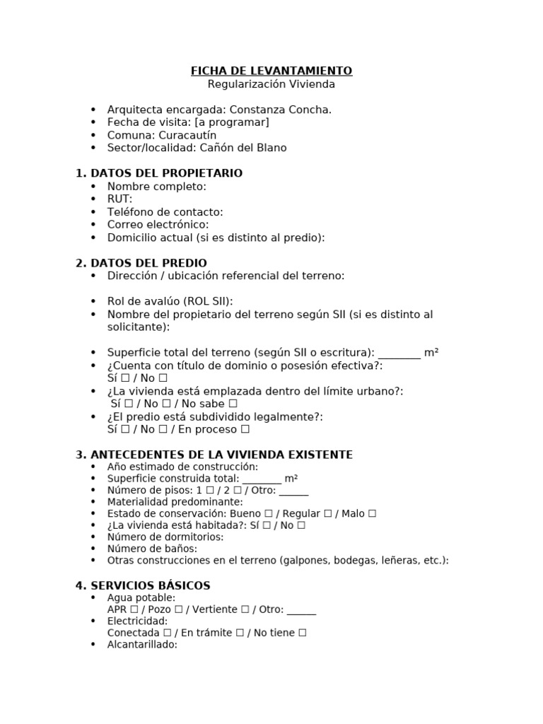 Ficha de Levantamiento | PDF