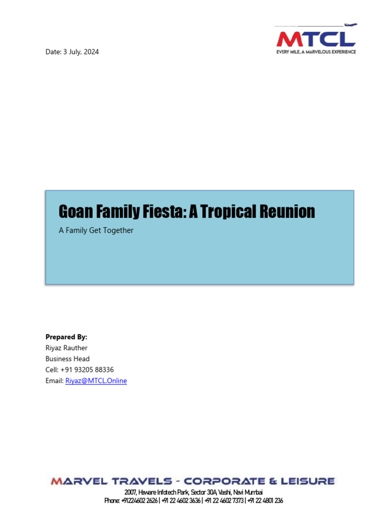 Trello Events - Family Reunion in Goa | PDF | Fee