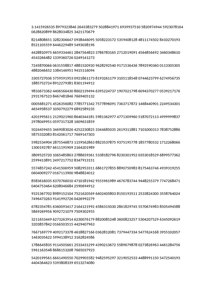 Tabla de Dígitos de Pi | PDF