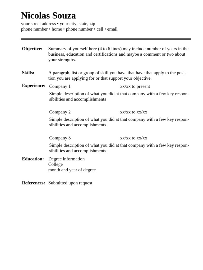 Libreoffice Simple Resume Template | PDF
