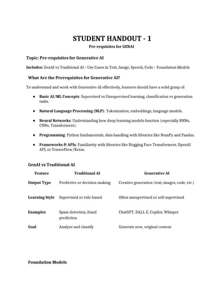 Prerequisites for Generative AI | PDF | Artificial Intelligence ...