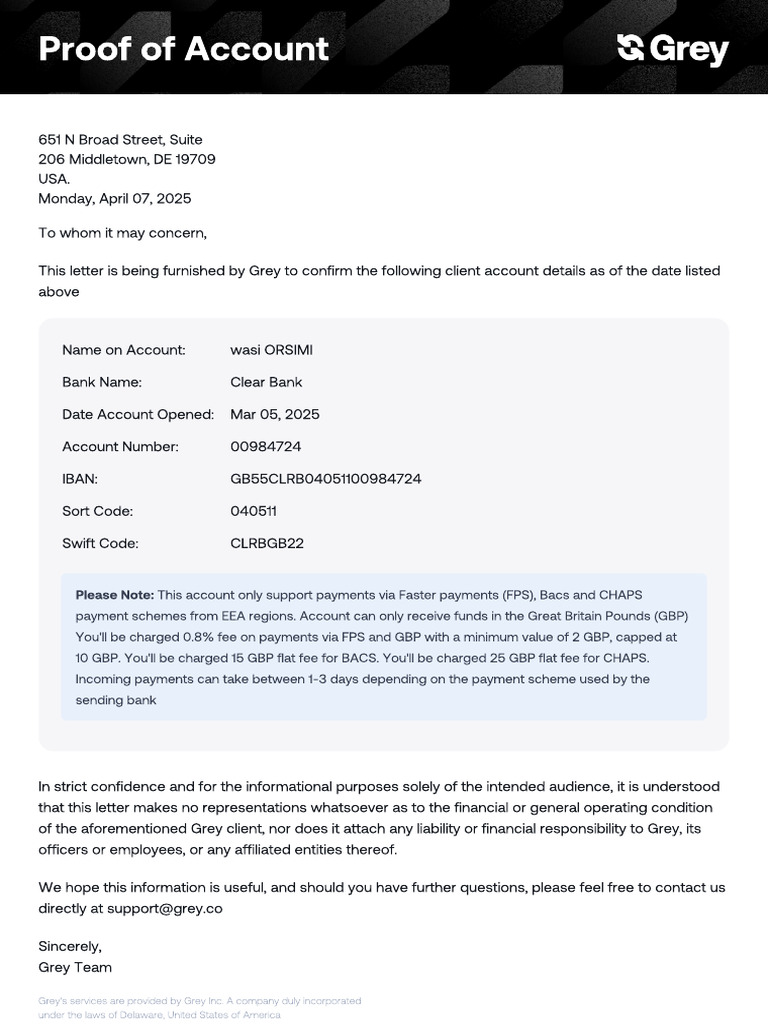 Proof of Account | PDF