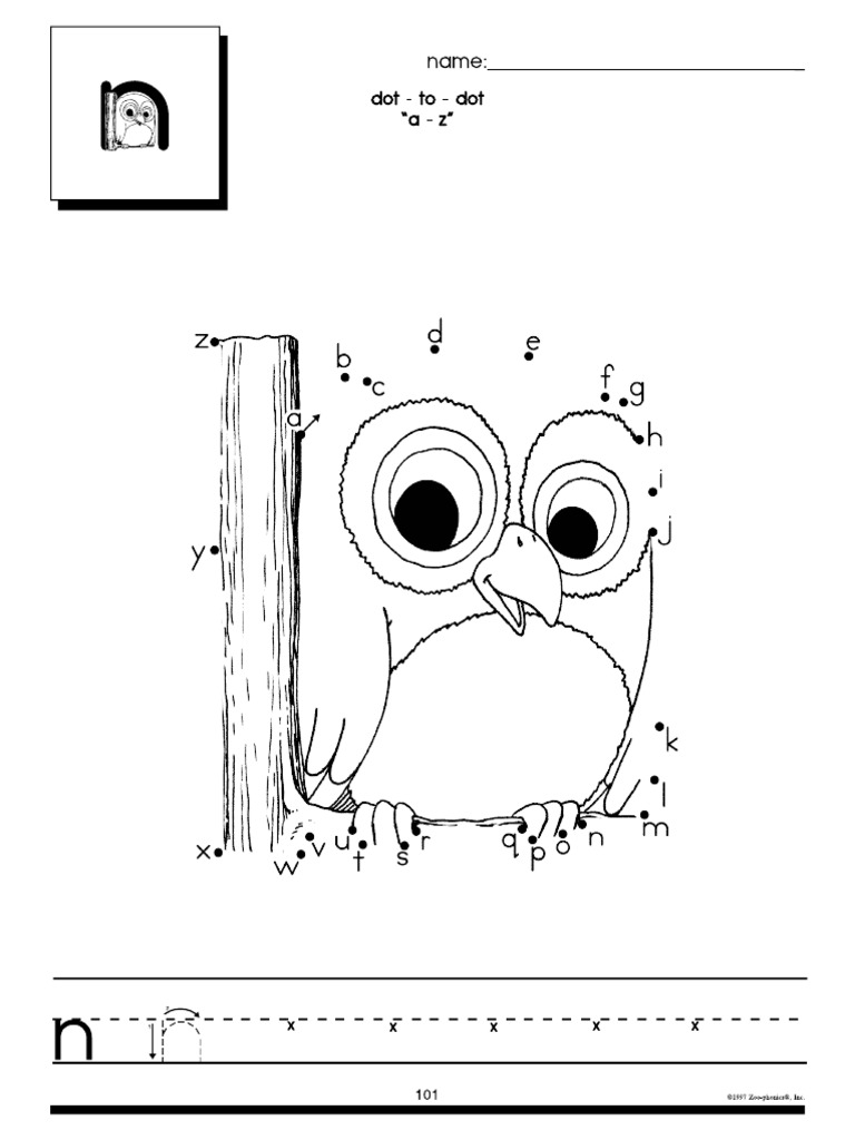 Zoo phonics a z Dot To Dot Worksheets หน้า 15 | PDF