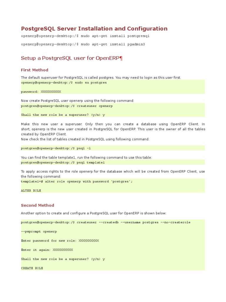 Install OpenERP On Ubuntu | PDF | Postgre Sql | Advanced Packaging Tool