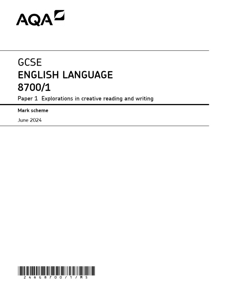 AQA GCSE English Language 8700/1 Mark Scheme | PDF | Linguistics ...