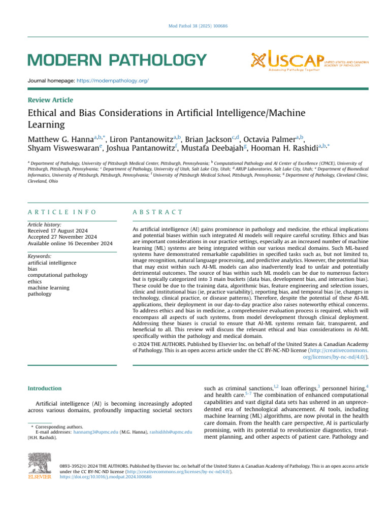 Ethical and Bias Considerations in Artificial Inte | PDF | Artificial ...