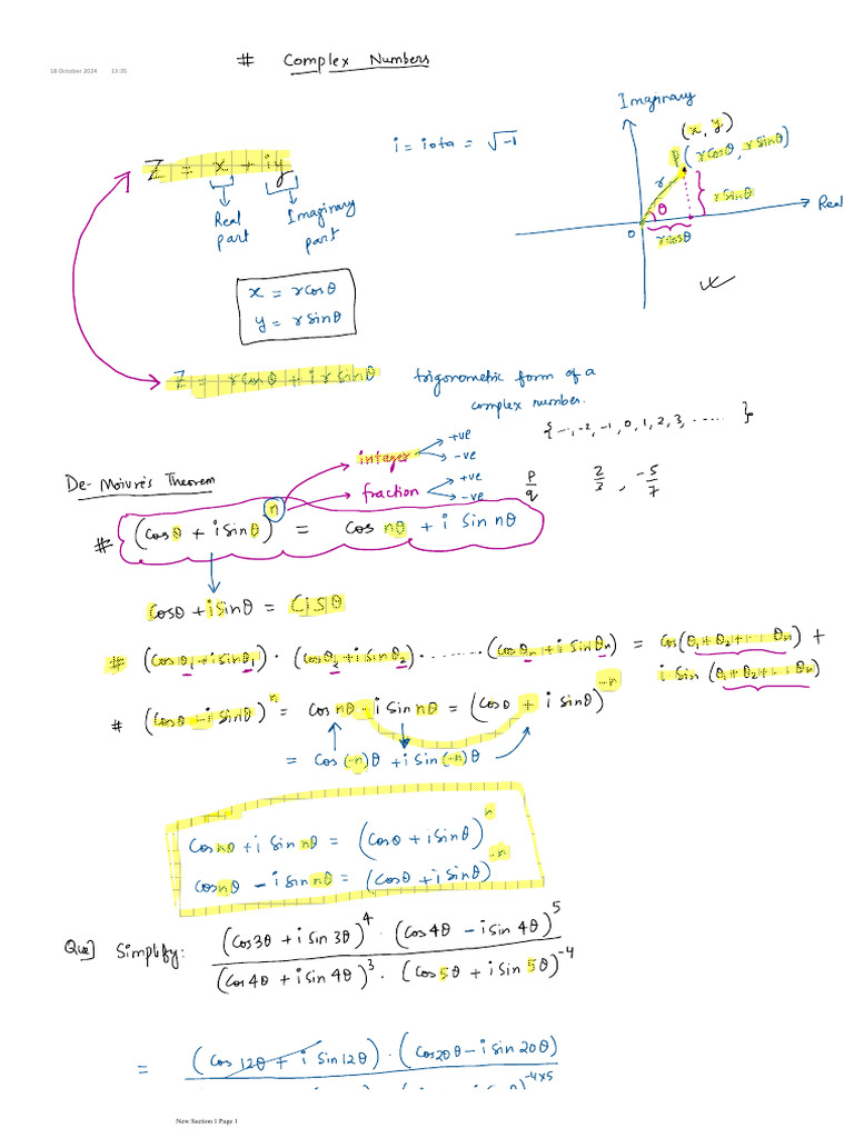 Class 1 Complex Numbers | PDF