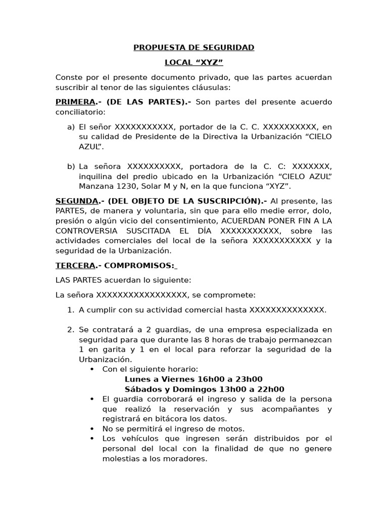 Propuesta de Plan Seguridad Del Local Xyz | PDF