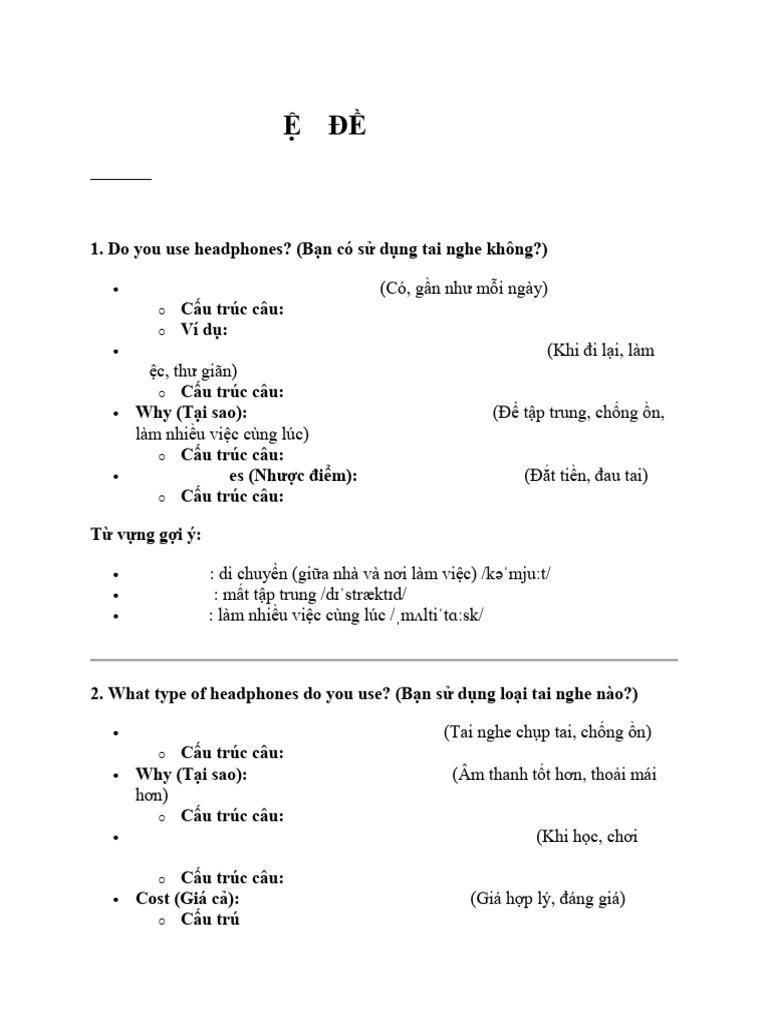 Speaking Test 1 Hand Out | PDF