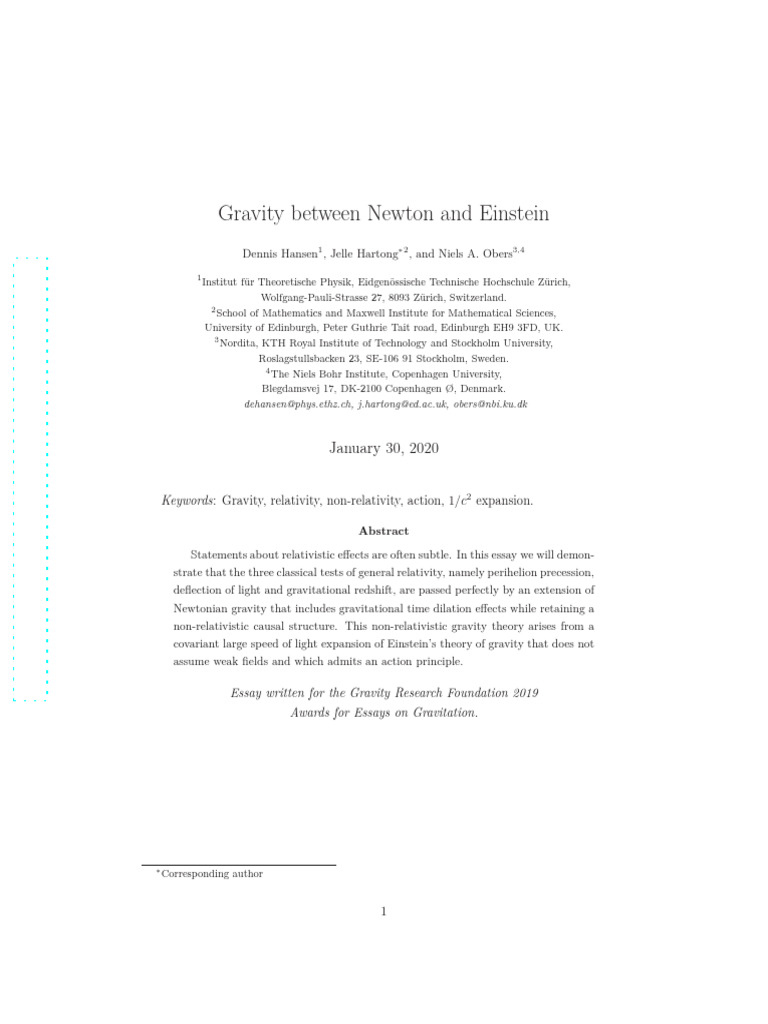 Gravity Between Newton and Einstein | PDF | General Relativity ...