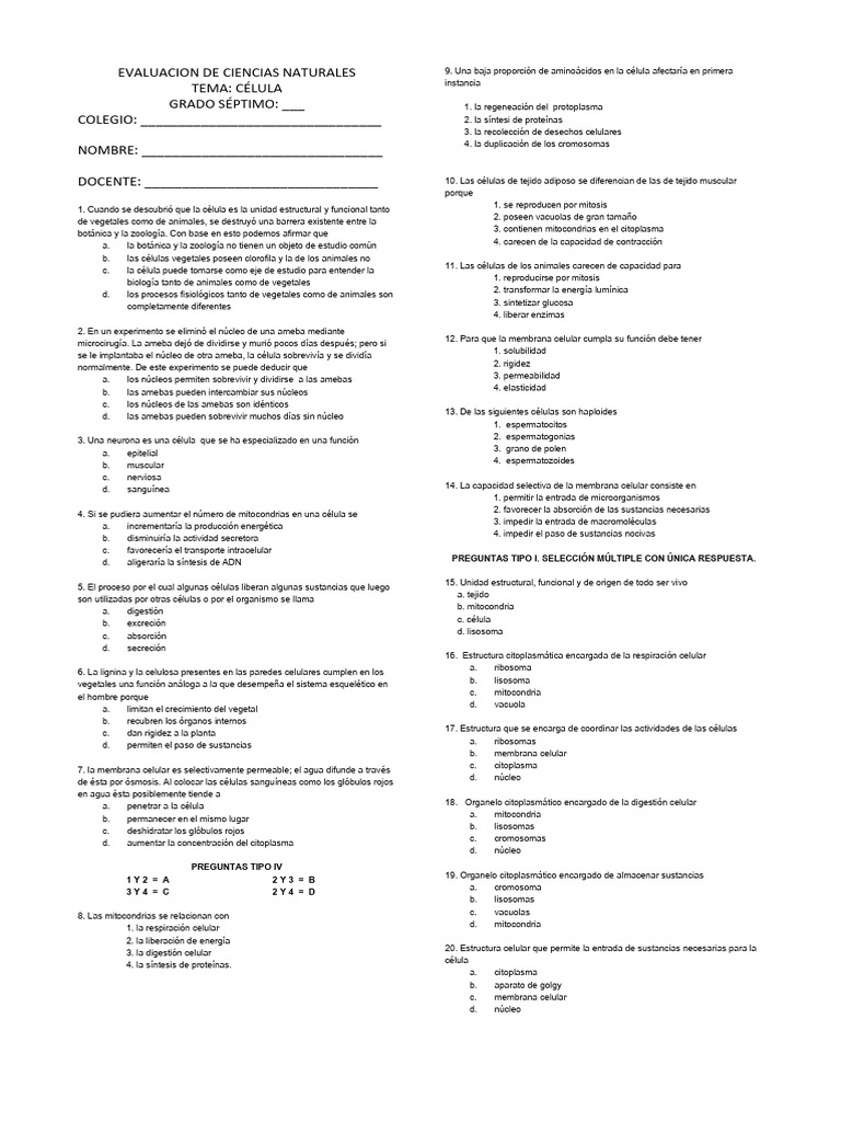 Examen Celula 1 | PDF | Citoplasma | Biología Celular)