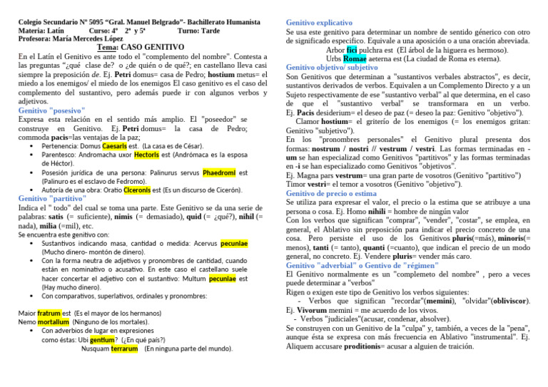 Tipos de Genitivo en Latín | PDF | Verbo | Adverbio