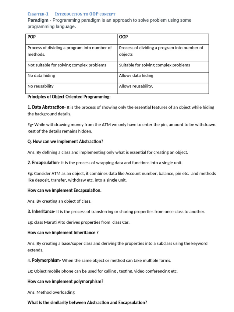 Introduction To OOP Concept-1 | PDF | Class (Computer Programming) | Data Type
