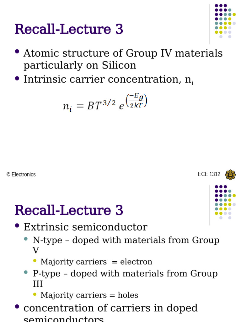 L4 Drift, Diffusion, PN Junction - S11718 | PDF | P–N Junction ...