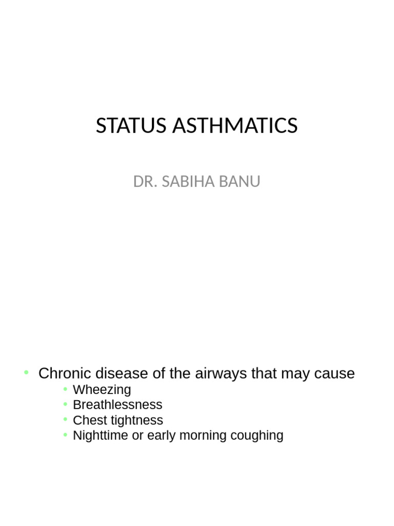 Management of Status Asthmaticus | PDF | Asthma | Medical Specialties
