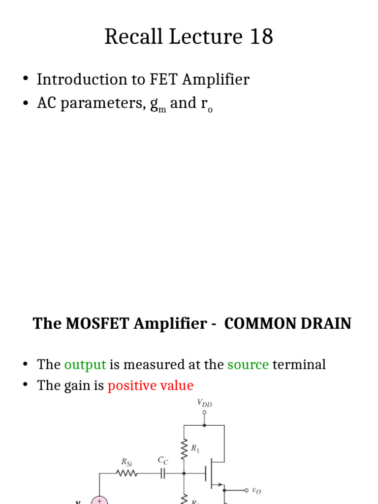L19 Common Drain S2 18 19 | PDF | Electronic Engineering | Electrical Components