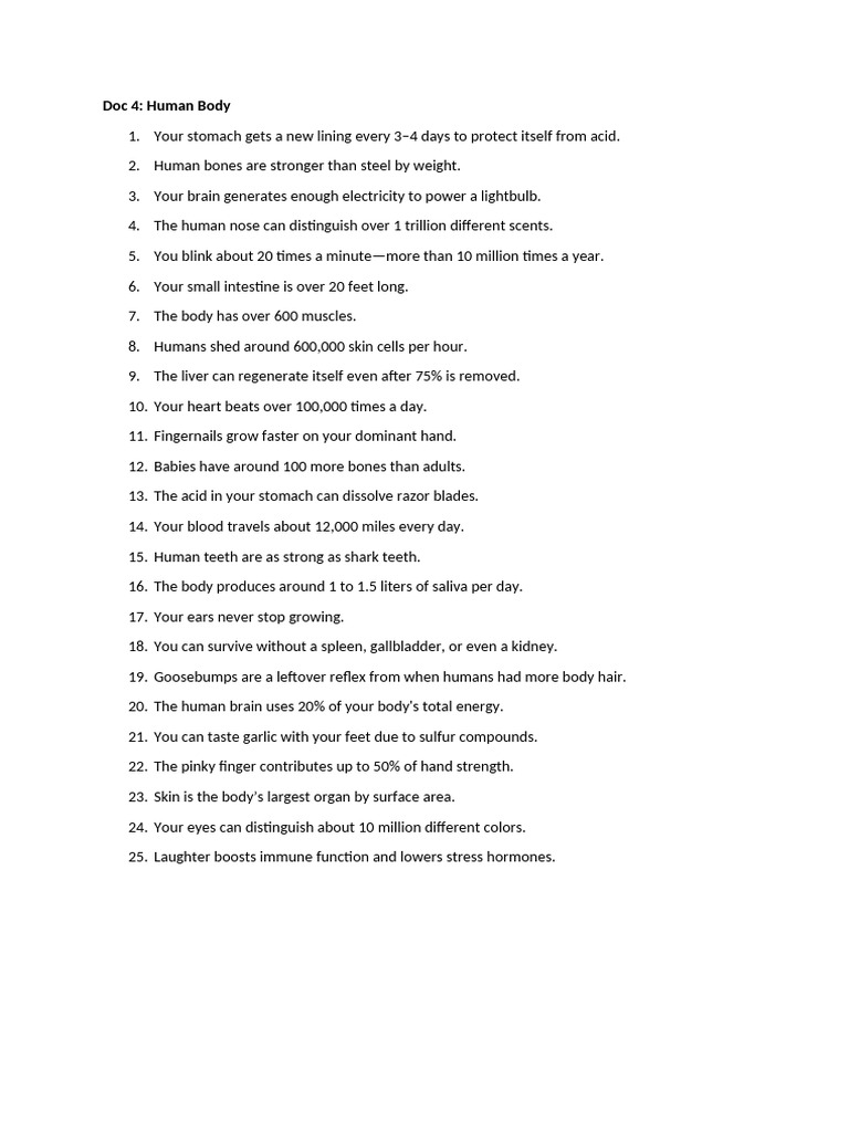 Facts Human Body4 | PDF