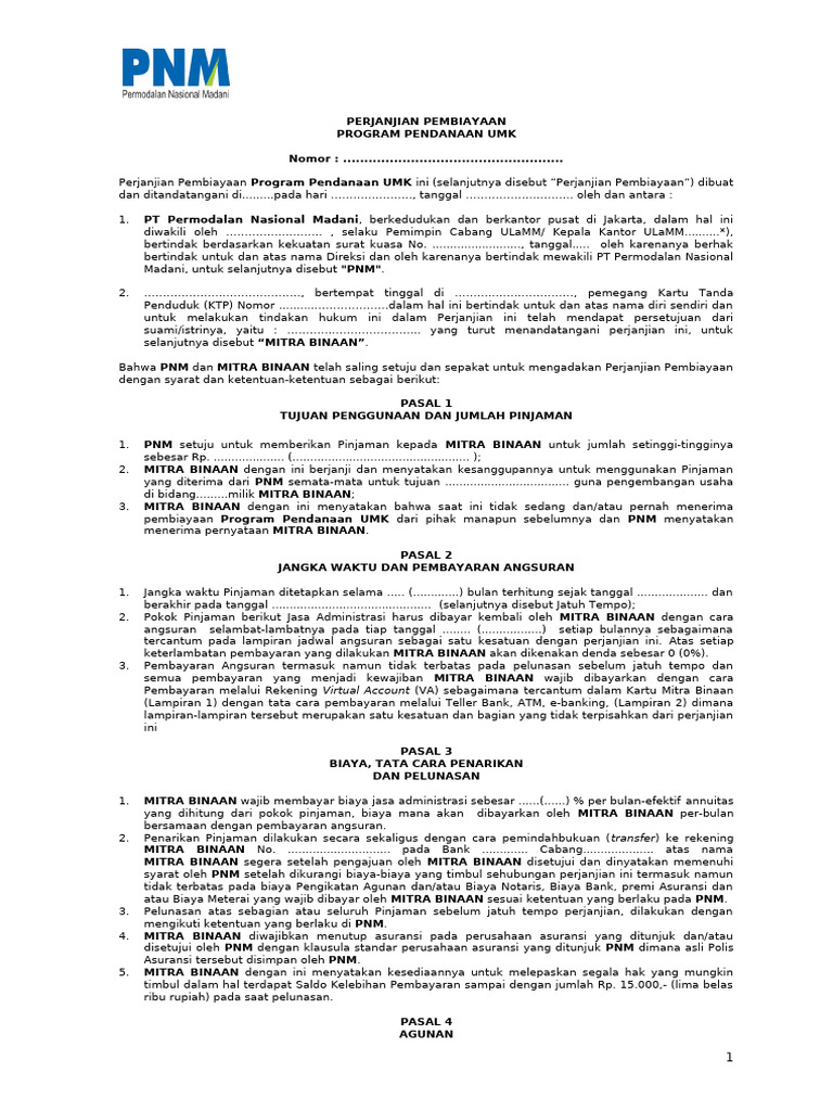 Syarat Pinjaman Program PNM ULaMM | PDF