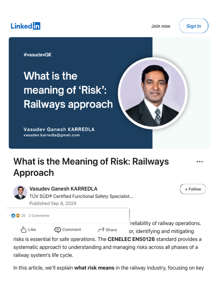 Understanding Risk in Railways: CENELEC EN50126 | PDF | Risk | Risk ...