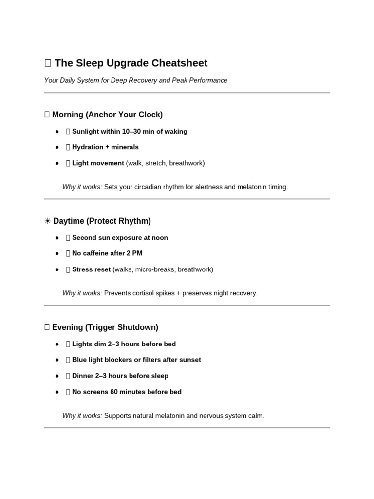 ? The Sleep Upgrade Cheatsheet | PDF