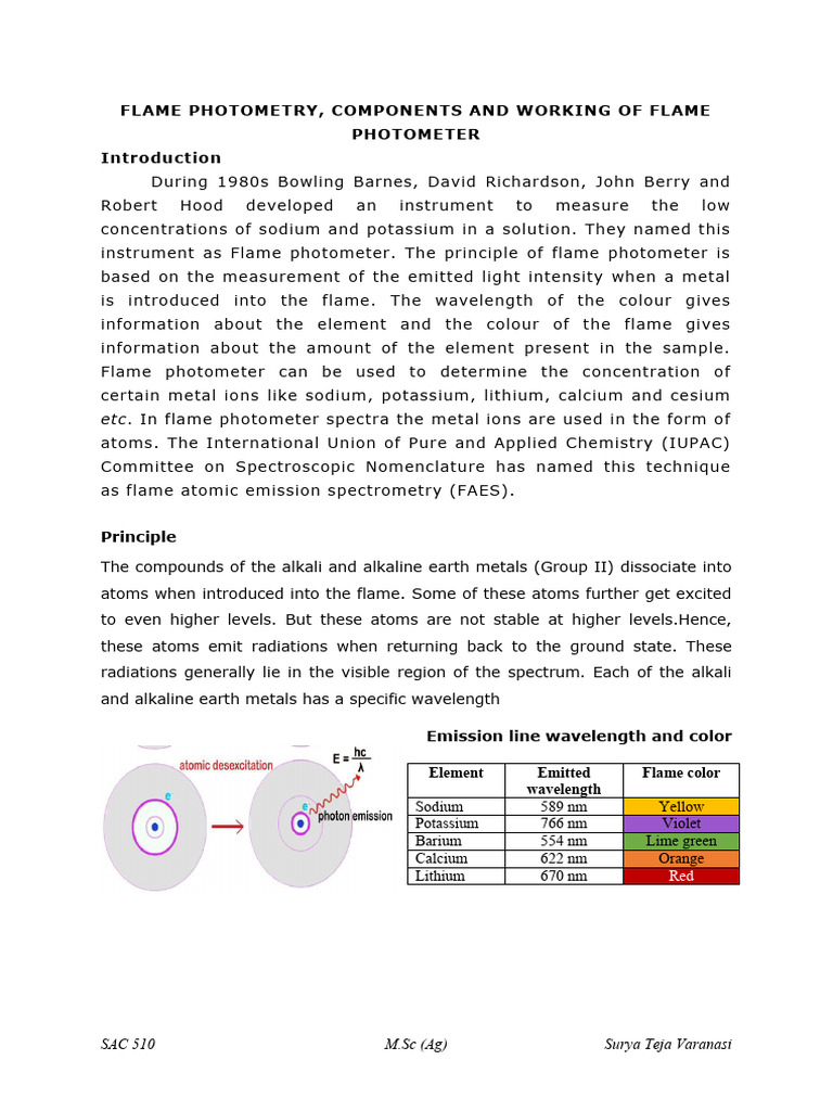 Flame Photometer | PDF | Emission Spectrum | Sodium