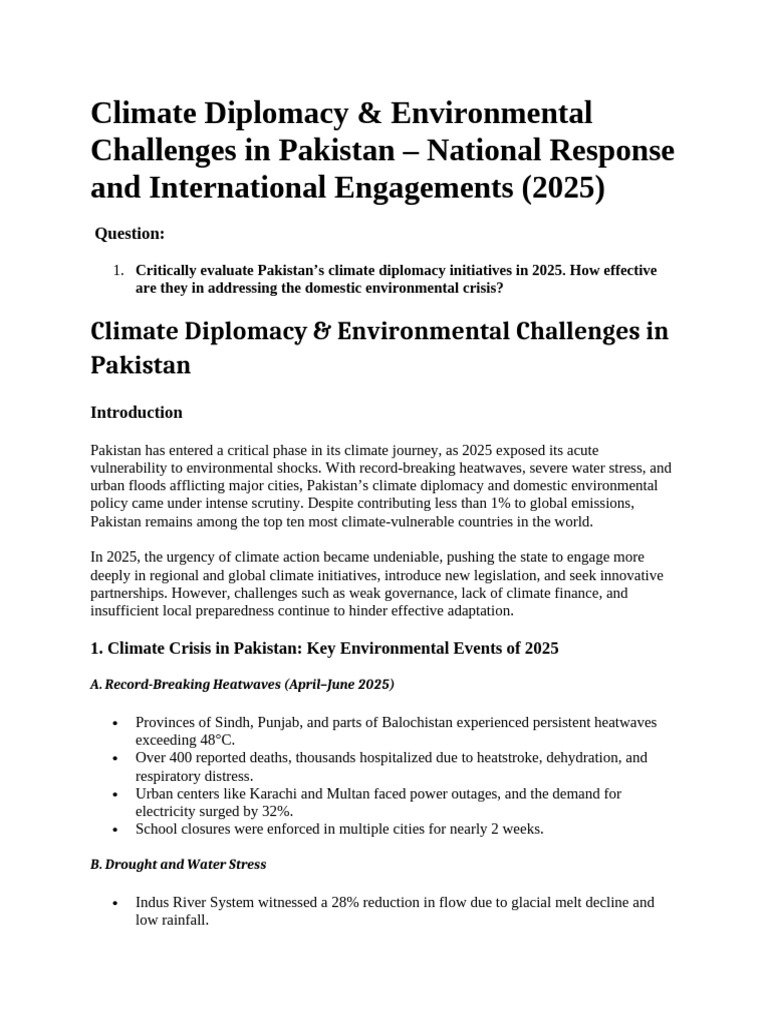 Pakistan's Climate Diplomacy in 2025 | PDF | Pakistan | Infrastructure