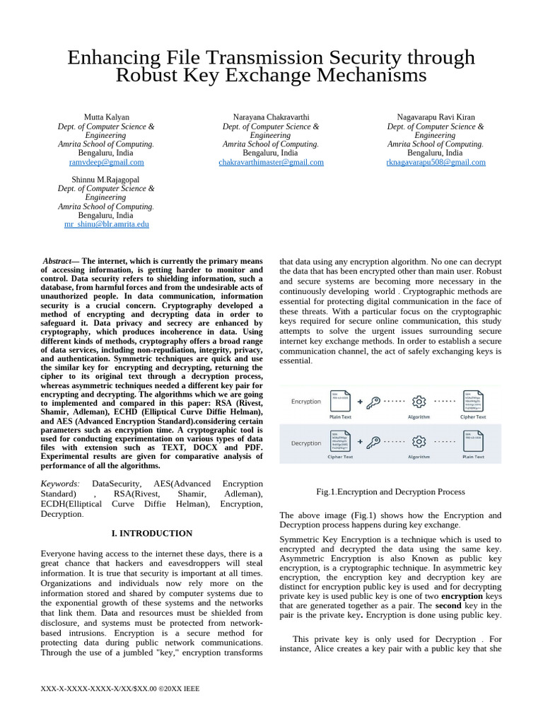 Enhancing File Transmission Security Through Robust Key Exchange Mechanisms | PDF | Encryption ...