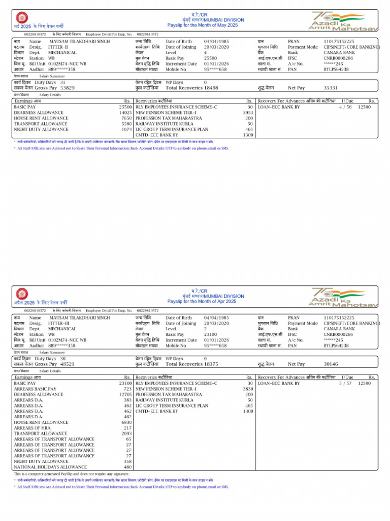 Mausam Slary Slip | PDF