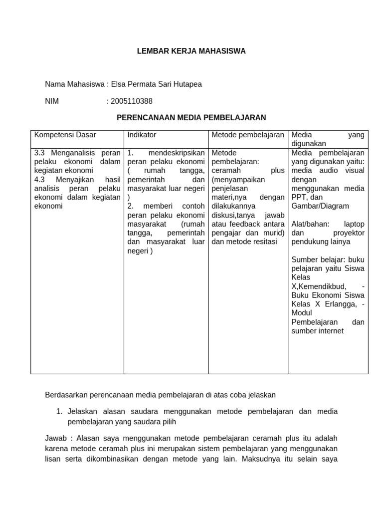 Lembar Kerja Mahasiswa | PDF