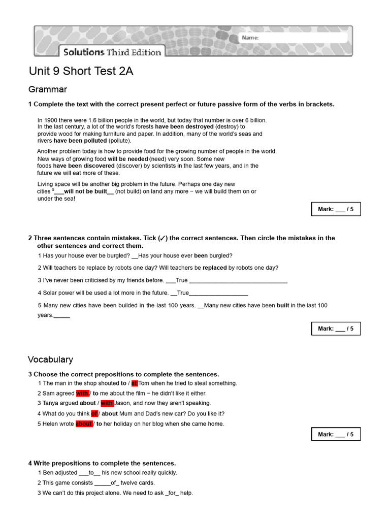 Sol3e Preint U9 Short Test 2a | PDF | Language Families | Linguistic ...