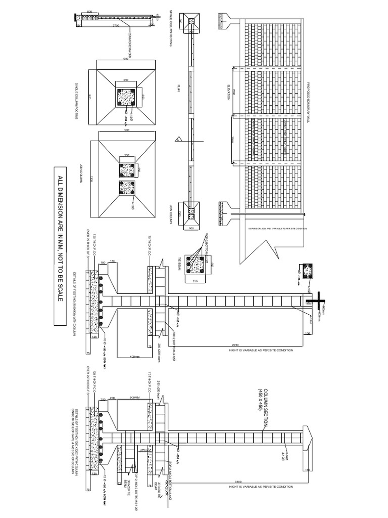 Boundary Wall Column Footing Details | PDF | Architectural Elements ...