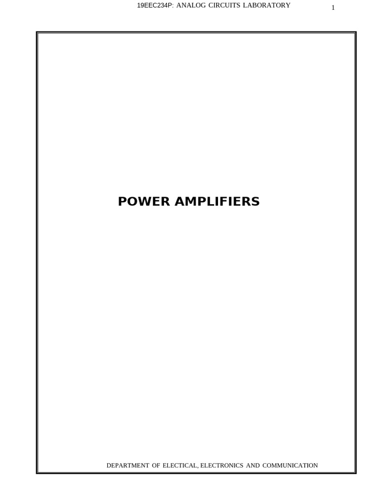 Class-A Power Amplifiers | PDF | Amplifier | Electrical Network