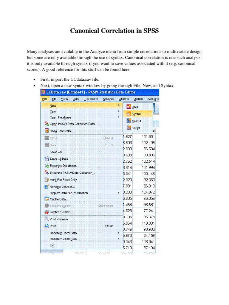 Canonical Correlation in SPSS | PDF | Spss | Correlation And Dependence