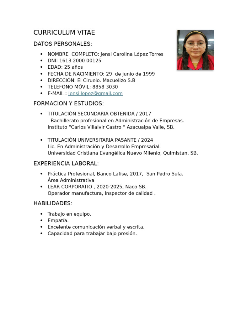 Curriculum Vitae: Datos Personales | PDF