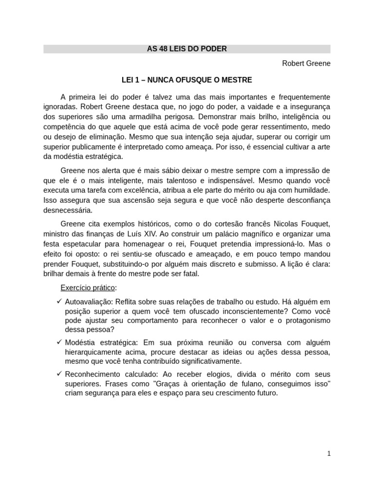 Resumo das 48 Leis do Poder | PDF | Poder (social e político) | Liderança