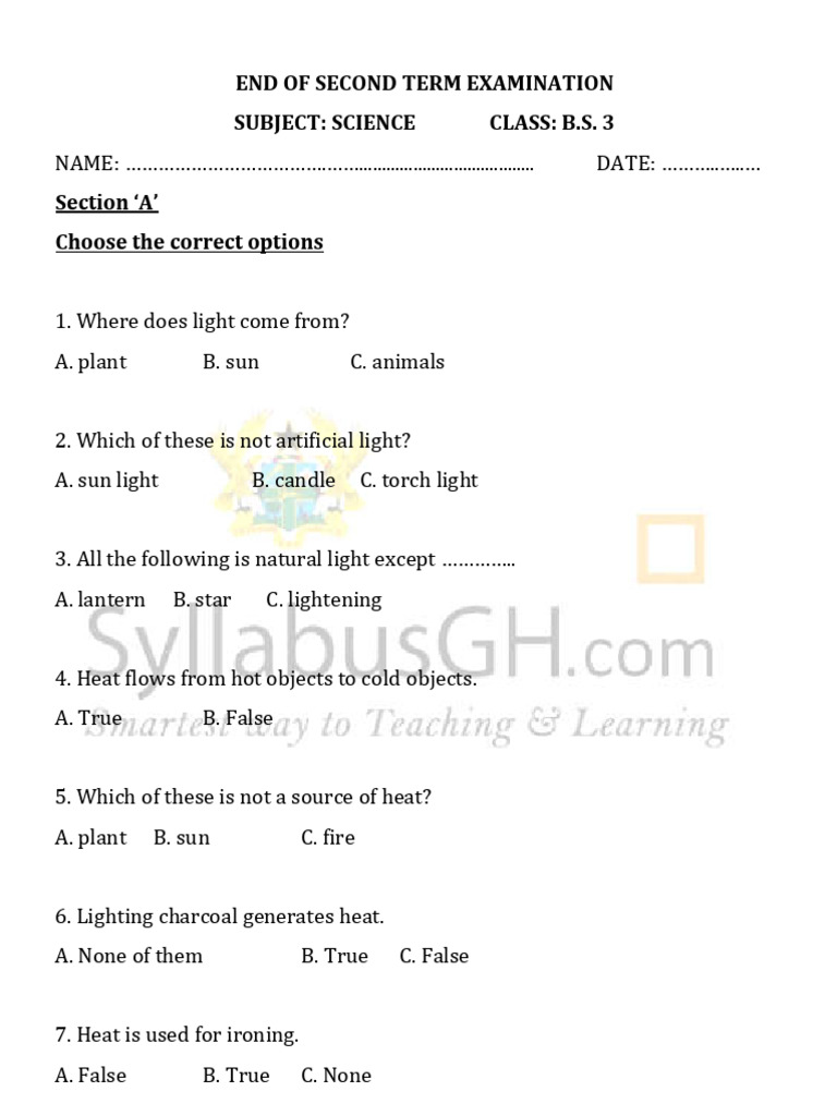2023 B3 End of Term 2 Science | PDF