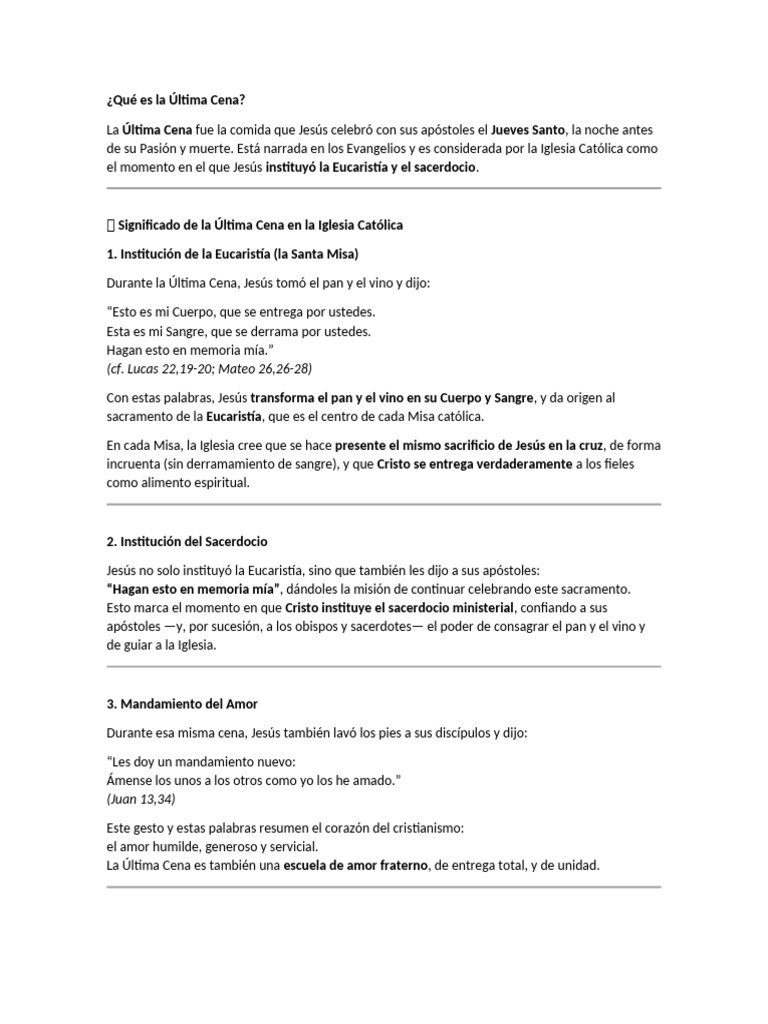 Significado de la Última Cena en el Cristianismo | PDF | Última cena ...