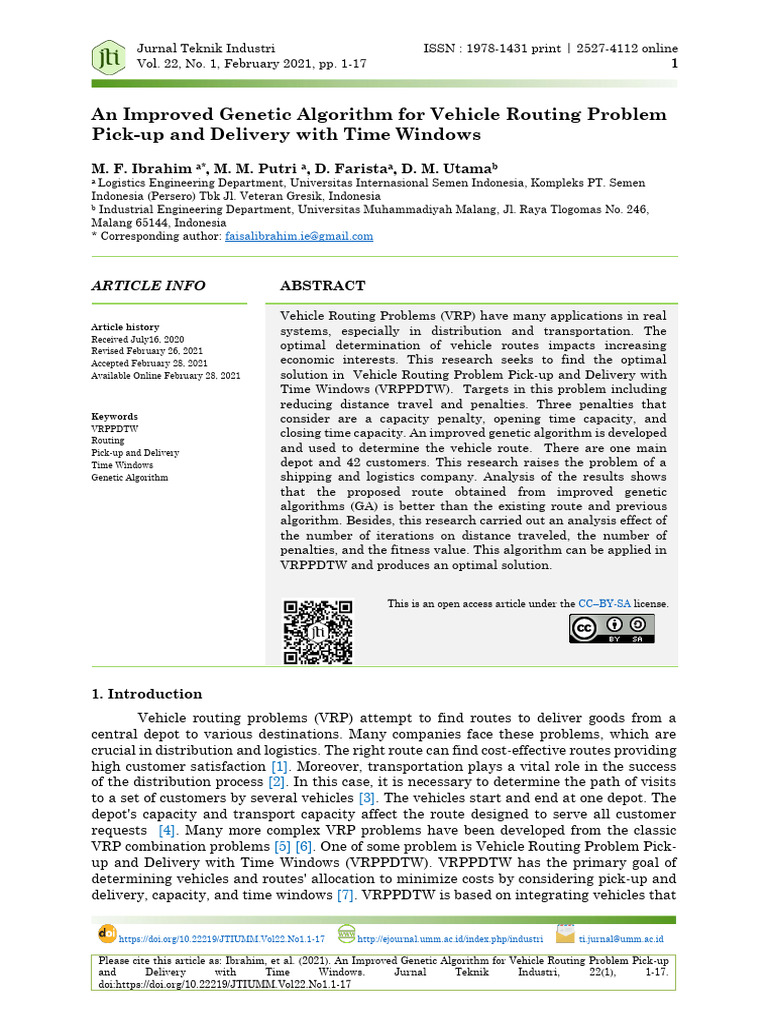 An Improved Genetic Algorithm For Vehicle Routing Problem | PDF ...