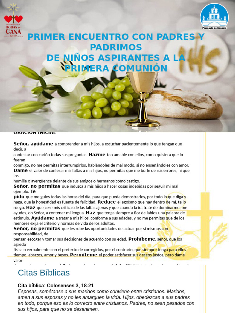 Encuentro con Padres sobre Primera Comunión | PDF | eucaristía | Amor