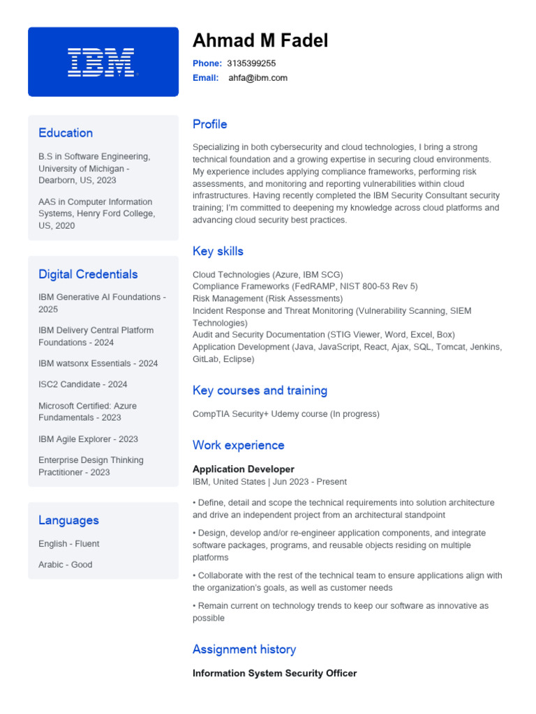 Fadel, Ahmad CV Updated 04-Jun-2025 en-GB | PDF | Computer Security ...