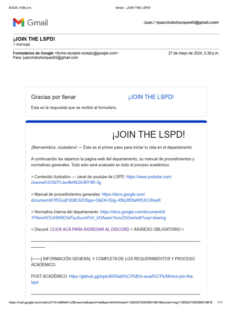 Gmail - ¡Join The LSPD! | PDF | Policía | Secuestro