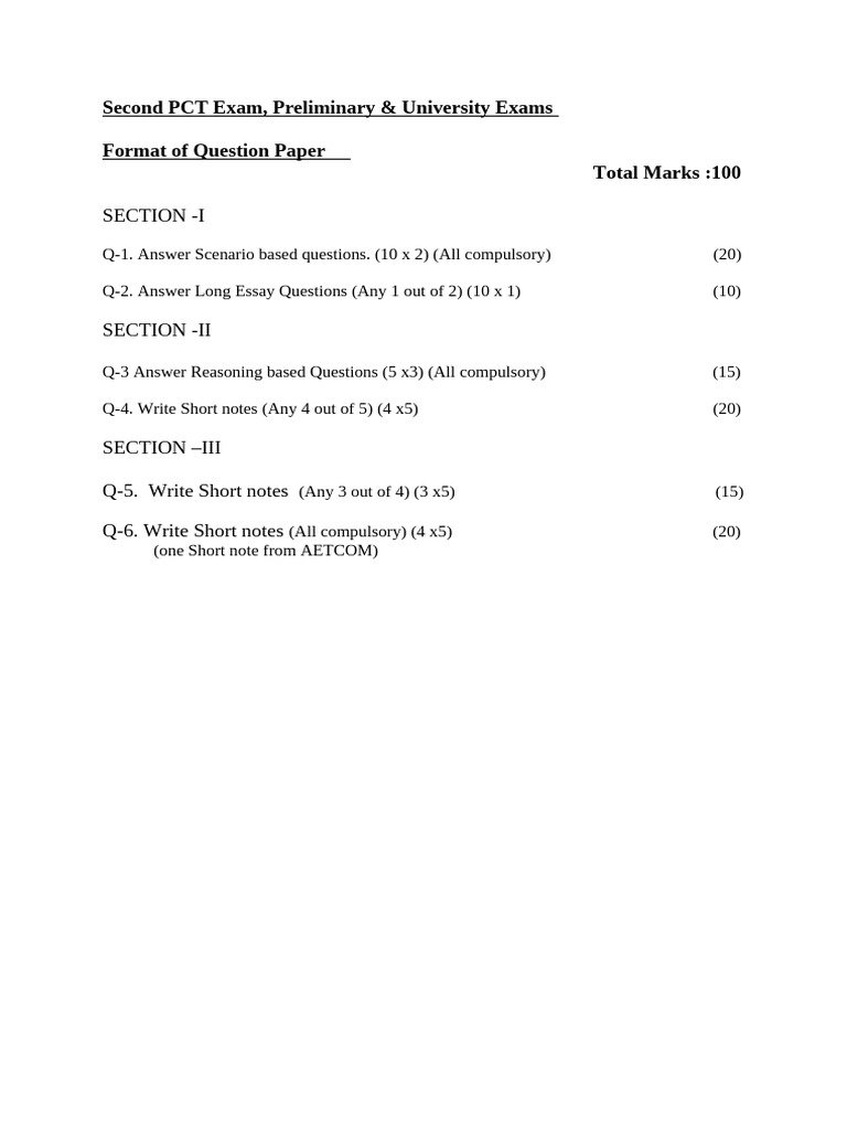 Format of Question Paper | PDF