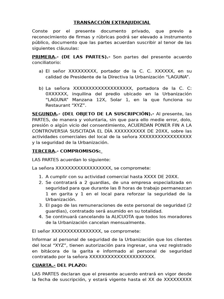 Transacción Extrajudicial | PDF | Arbitraje | Justicia