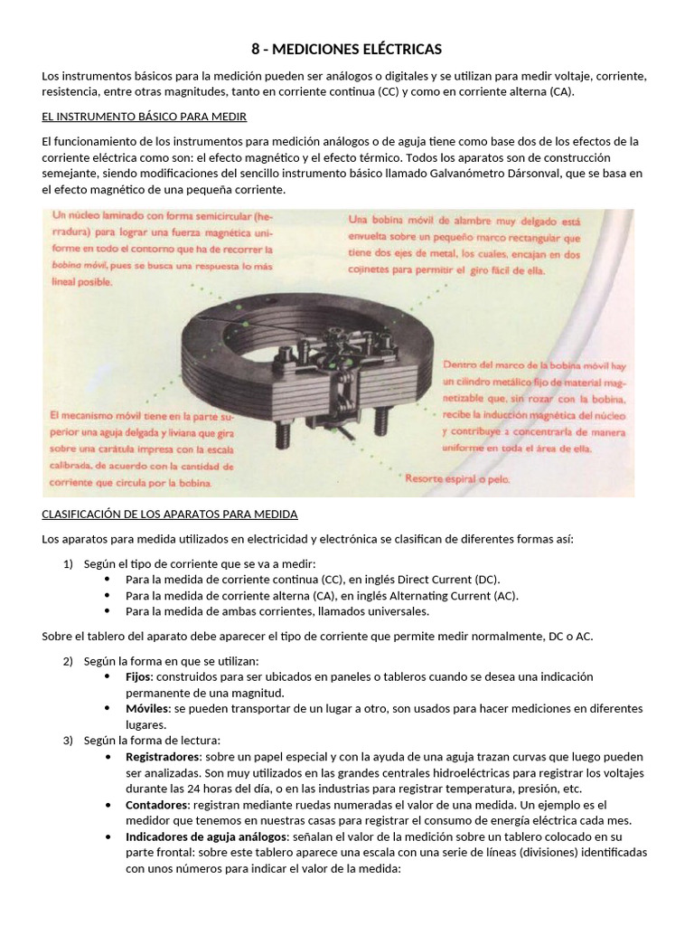 8 - MEDICIONES ELECTRICAS | PDF | Corriente eléctrica | voltaje